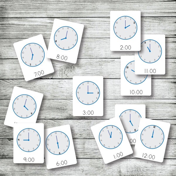 CLOCK HOURS Time Montessori Cards Flash Cards Three Part - Etsy
