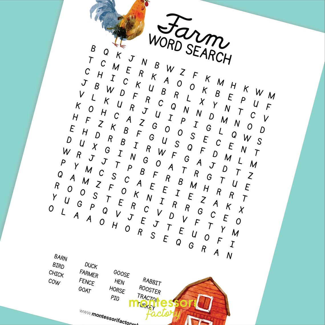 FARM ANIMALS Word Search Printable Games | Etsy