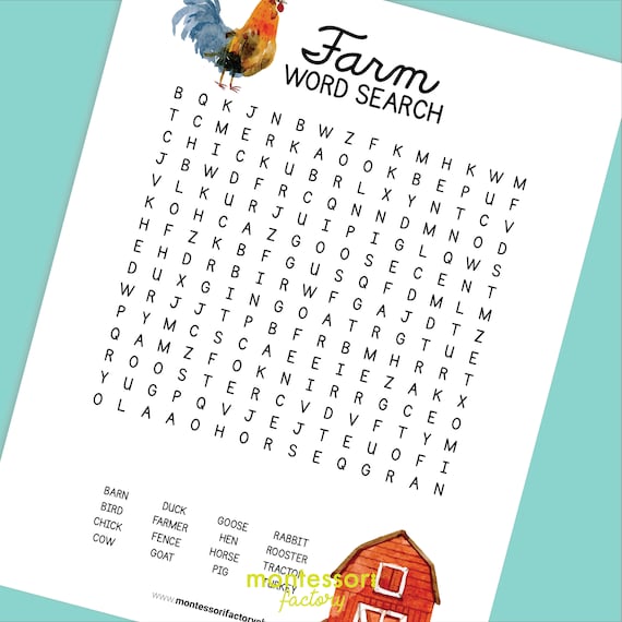 FARM ANIMALS Word Search Printable Games | Etsy