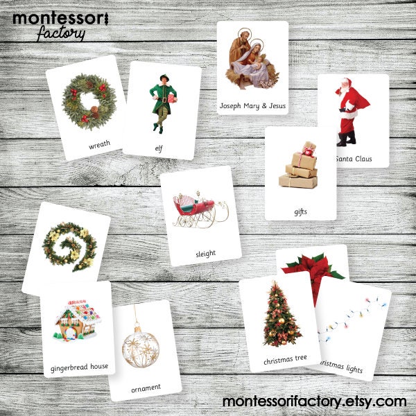 XMAS Vocabulary Montessori Nomenclature Flash 3 Parts - Etsy