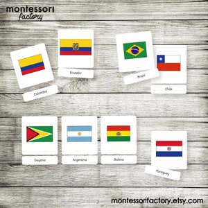 SOUTH AMERICA FLAGS • Montessori Cards • Flash Cards • Three Part Cards ...