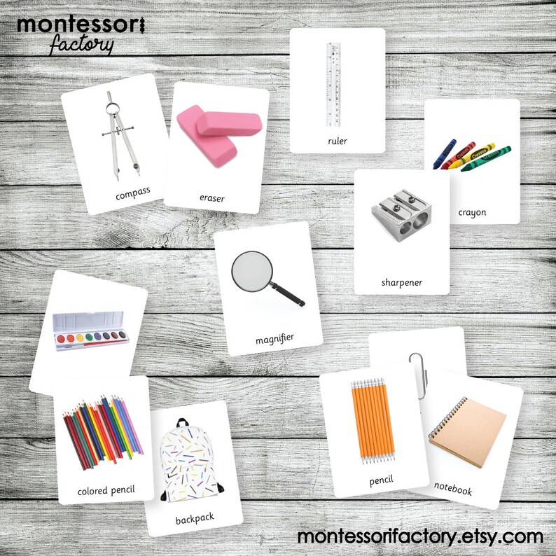 SCHOOL SUPPLIES Materials Montessori Cards Flash Cards - Etsy