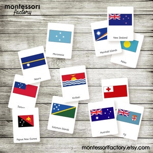 AUSTRALIA OCEANIA FLAGS • Montessori Cards • Flash Cards • Three Part ...