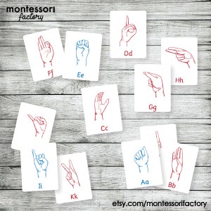 SIGN LANGUAGE Color Coded Montessori Cards, Flash Cards, Three Part ...