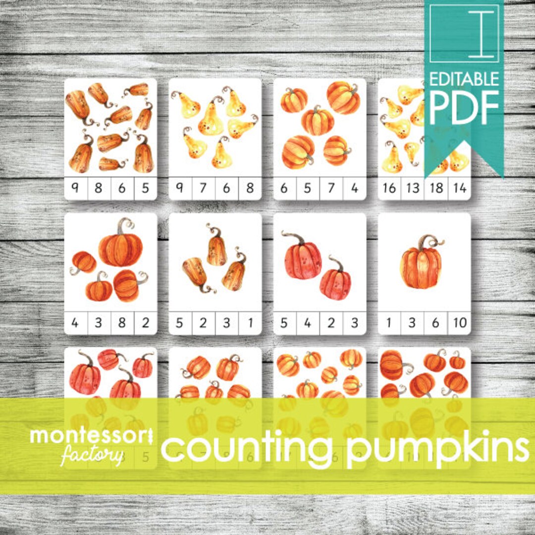 COUNTING PUMPKINS • Fall • Montessori Counting Cards • Clip Cards ...