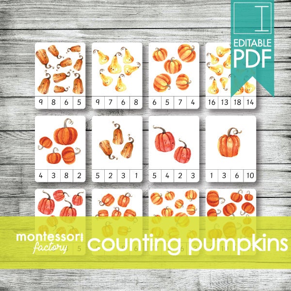 COUNTING PUMPKINS Fall Montessori Counting Cards Clip | Etsy
