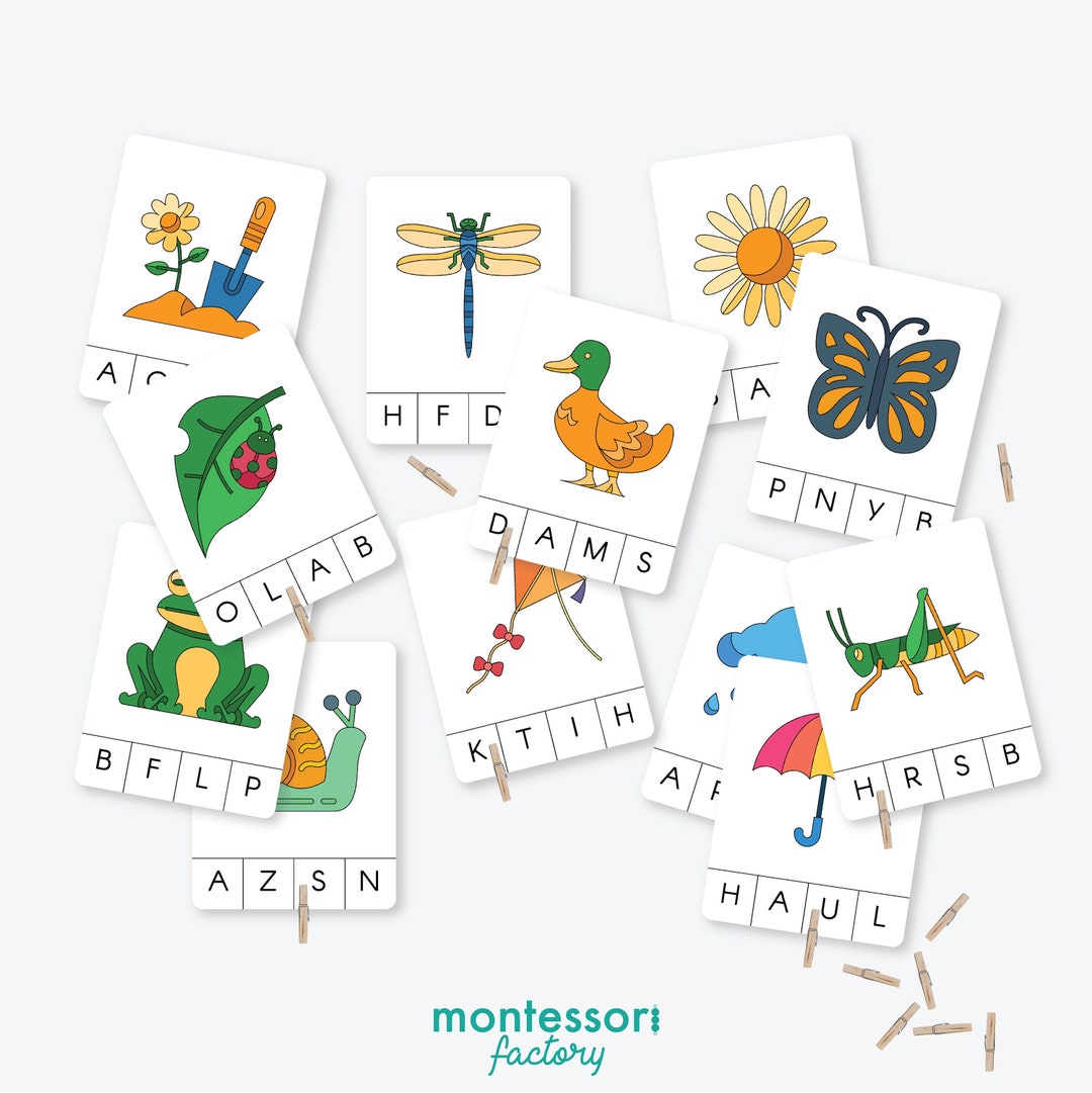 BEGINNING LETTER Sound • SPRING • Montessori Clip Cards • Educational ...