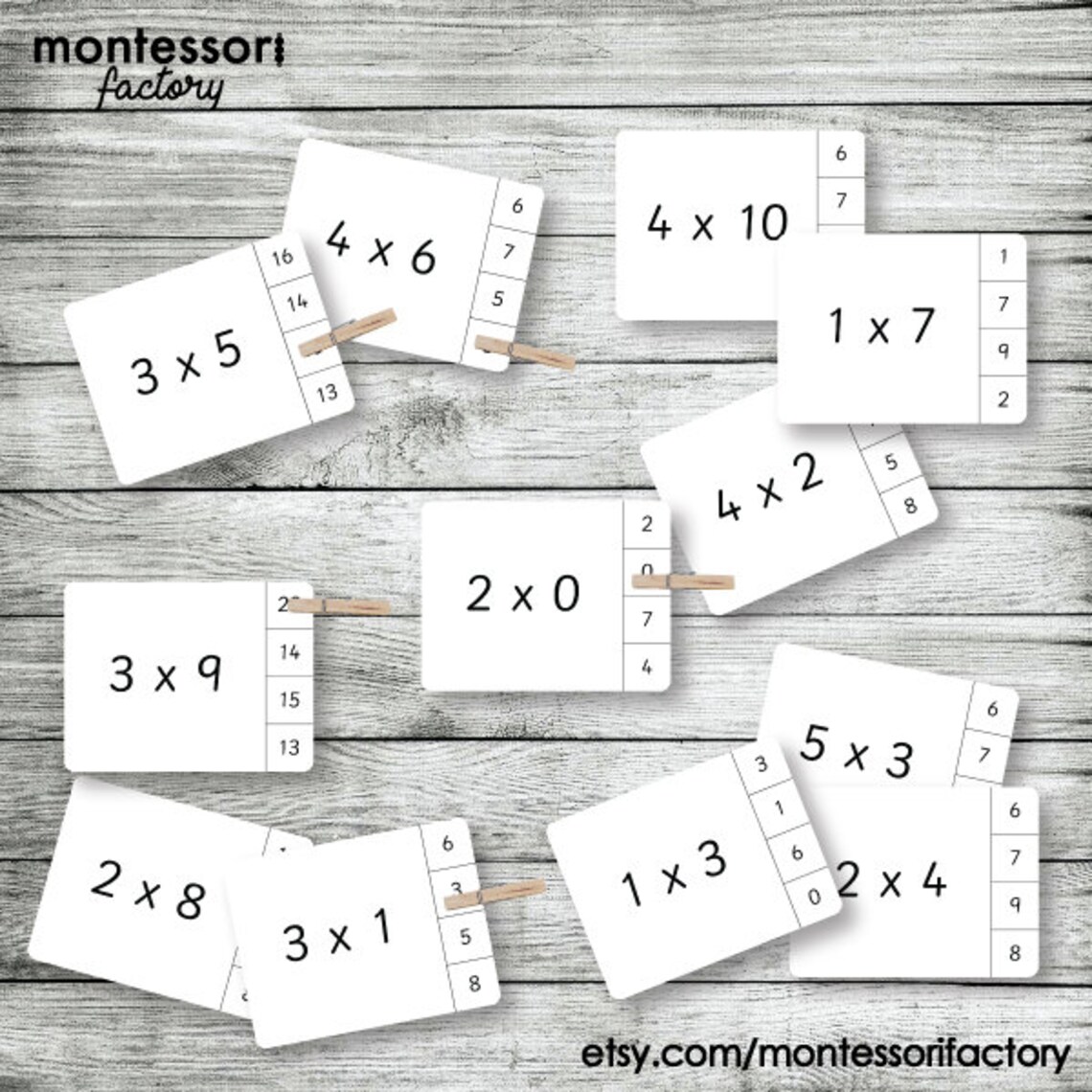 Montessori Multiplication Clip Cards • Math Educational Material ...