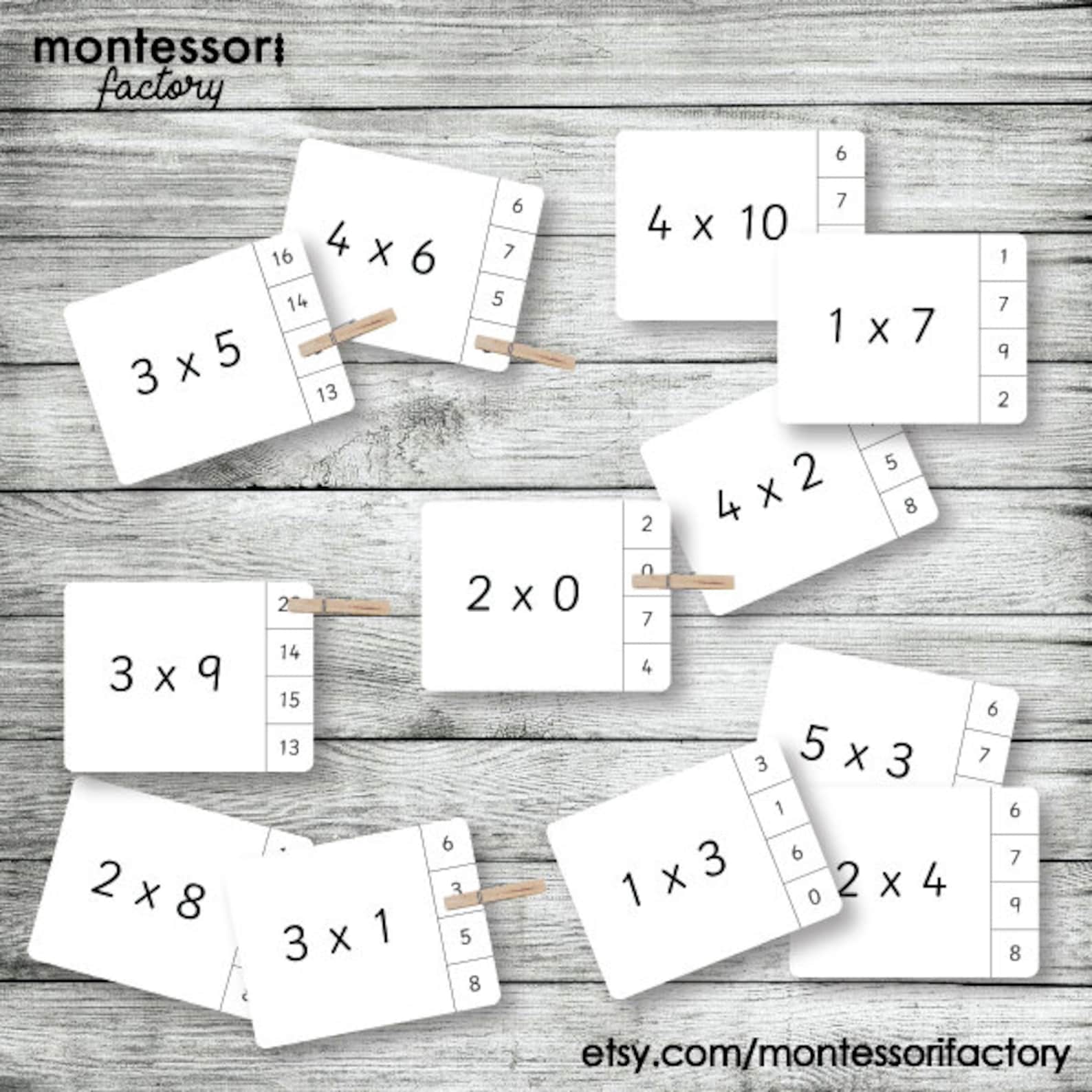 Montessori Multiplication Clip Cards • Math Educational Material ...