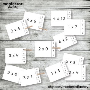 MULTIPLICATION Math • Montessori • Clip Card - Flash Cards ...