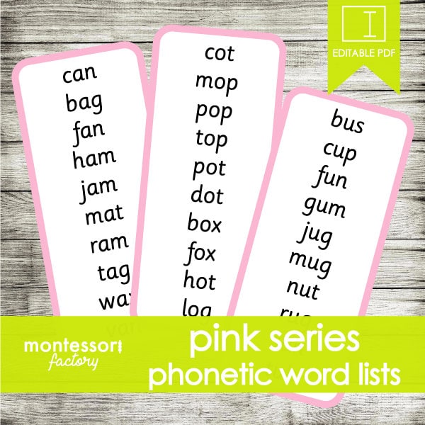 PINK SERIES Phonetic Word Lists Montessori Educational - Etsy UK