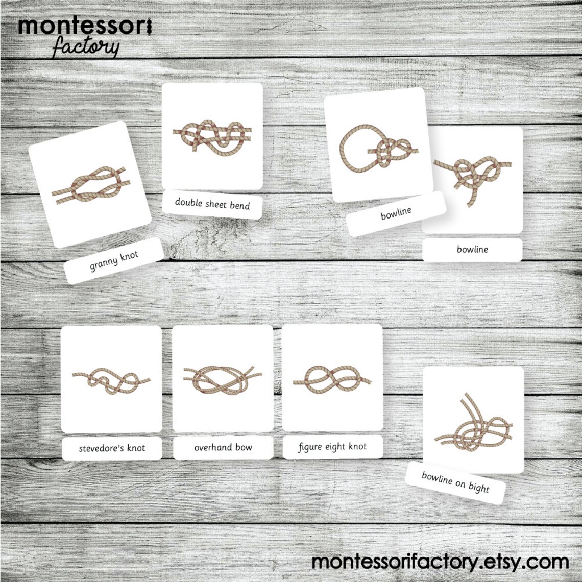 MARINE ROPE KNOTS • Montessori Cards • Flash Cards • Three Part Cards ...
