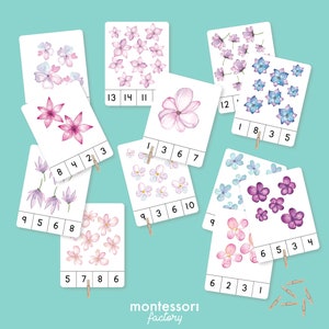 COUNTING FLOWERS • Spring • Montessori Counting Cards • Clip Cards ...