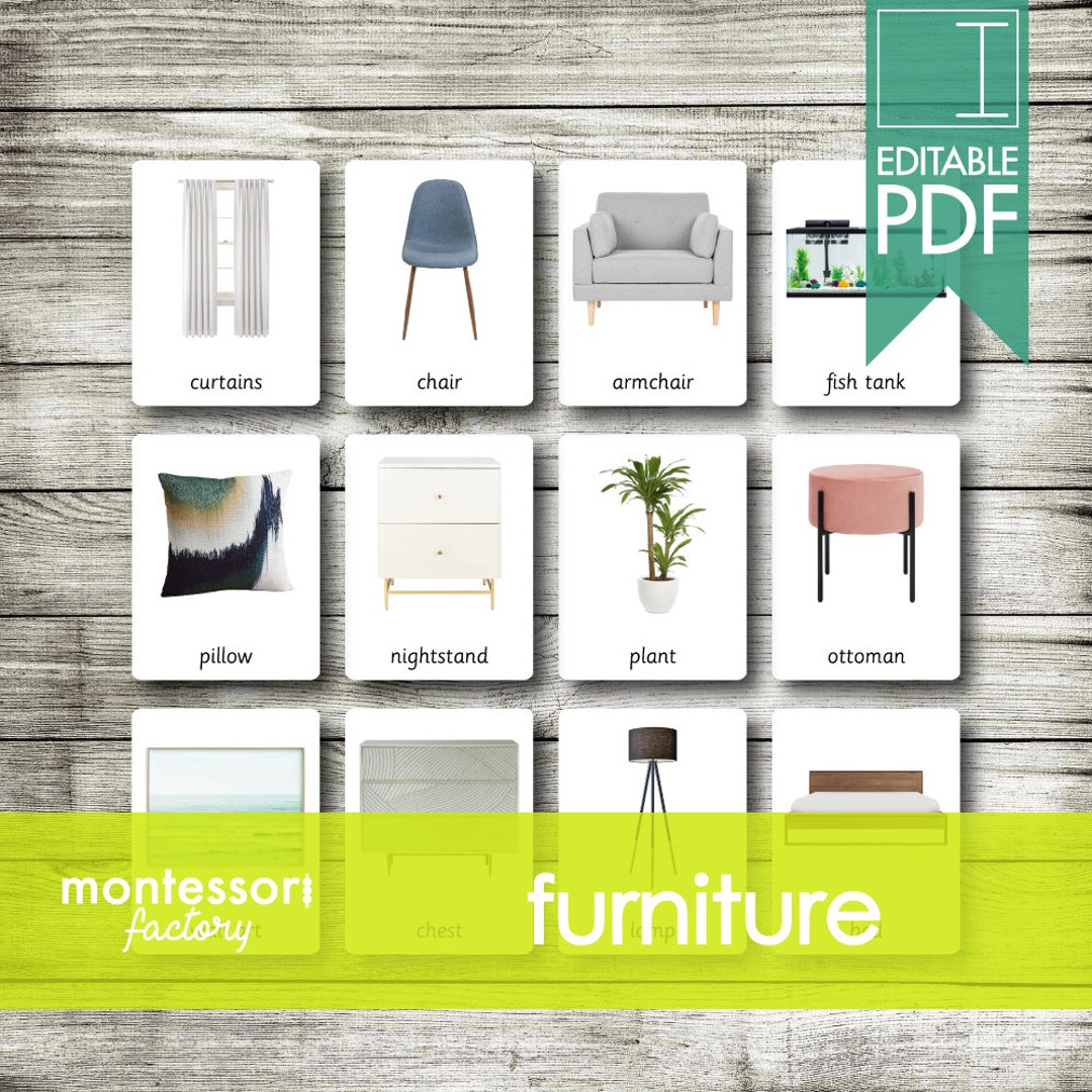 FURNITURE ⦿ Montessori Cards • Flash Cards • Three Part Cards ...