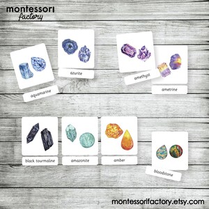 GEMSTONES JEWELS • Montessori Cards • Flash Cards • Three Part Cards ...