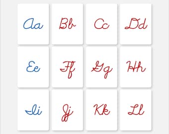 CURSIVE ALPHABET Montessori Cards Flash Cards Educational - Etsy