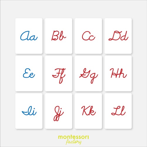 Alphabet Flashcard Printable Cursive Flash Cards Homeschool - Etsy