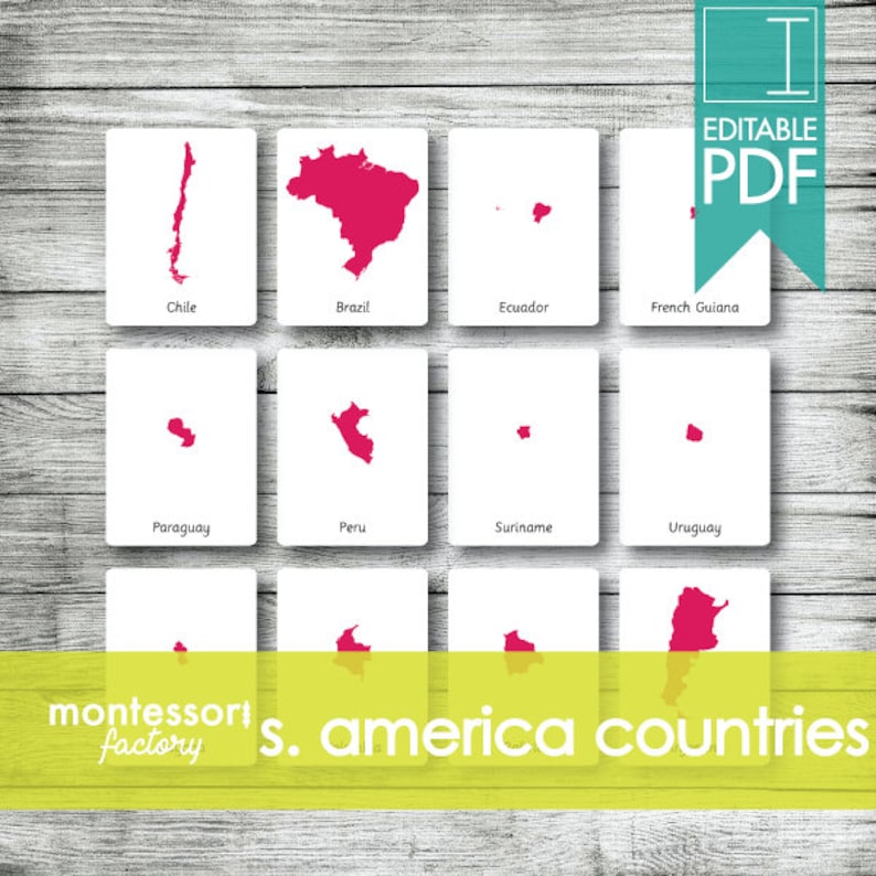 SOUTH AMERICA Countries Maps Montessori Cards Flash Cards - Etsy
