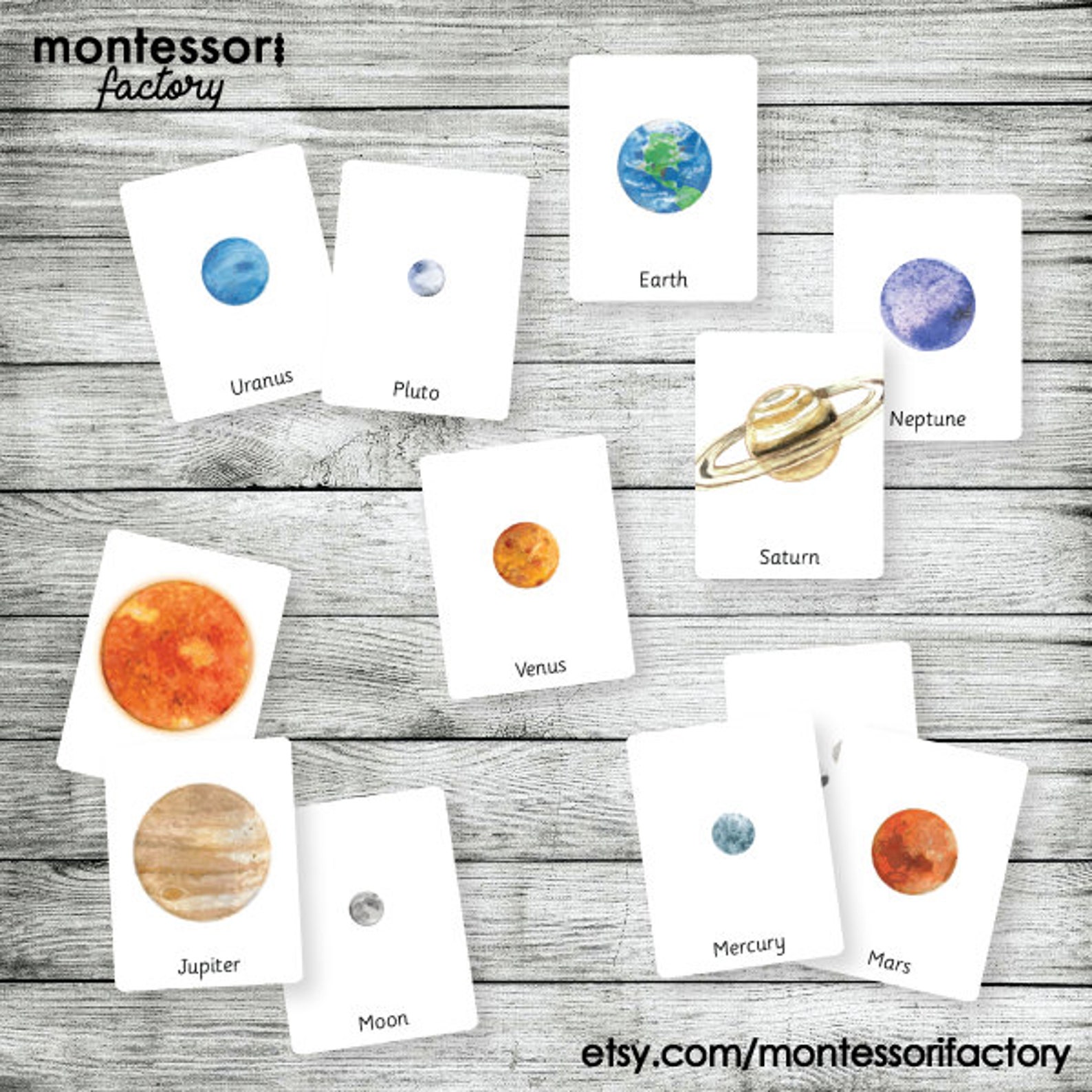 SOLAR SYSTEM Montessori Cards Flash Cards Three Part | Etsy UK