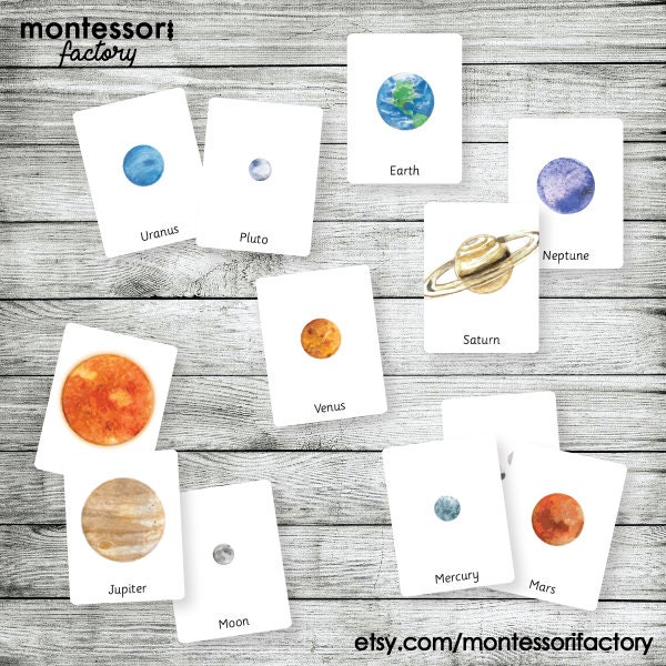 SOLAR SYSTEM Montessori Cards Flash Cards Three Part - Etsy