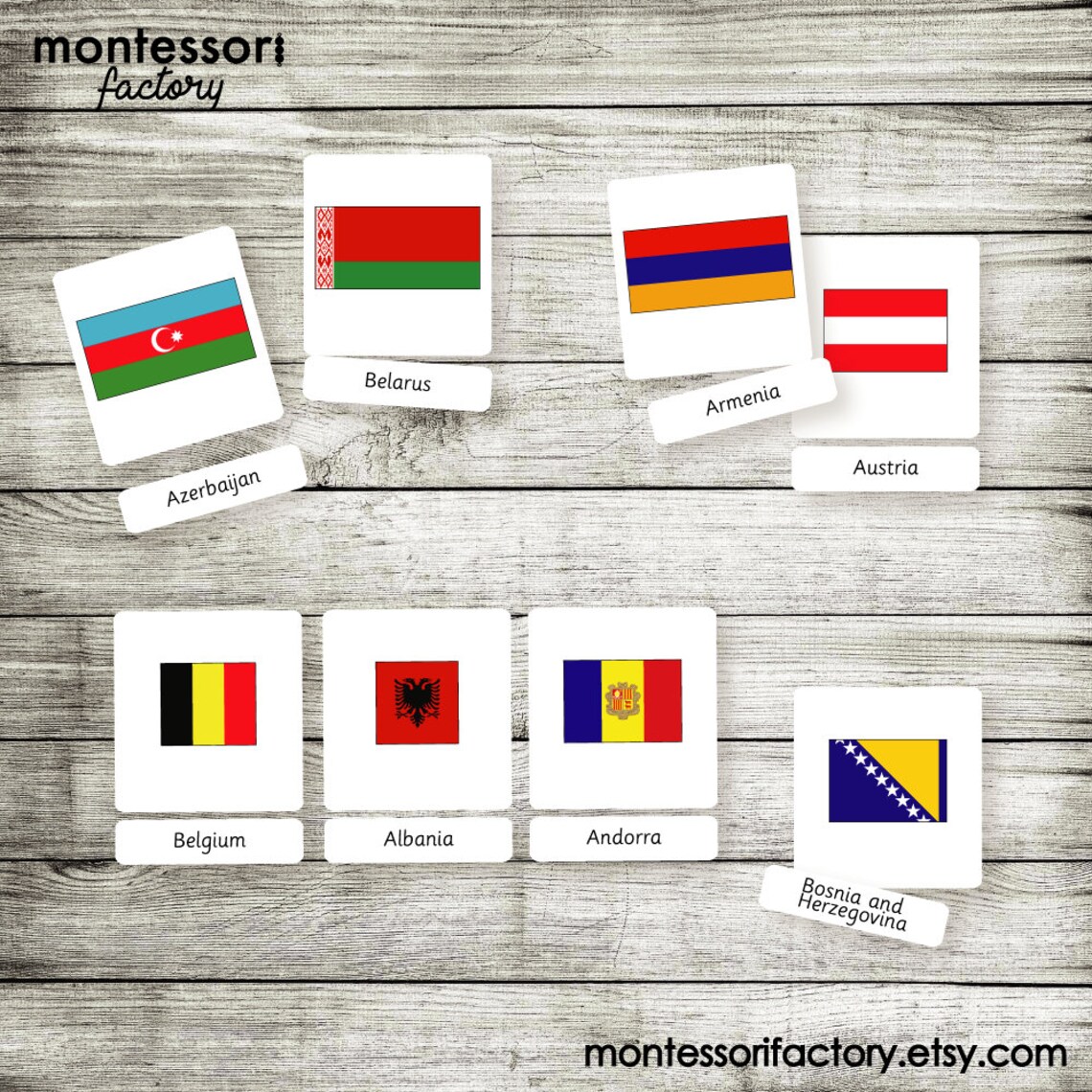 EUROPE FLAGS Montessori Cards Flash Cards Three Part - Etsy
