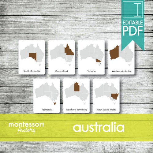 AUSTRALIA MAPS Montessori Cards Flash Cards Three Part - Etsy