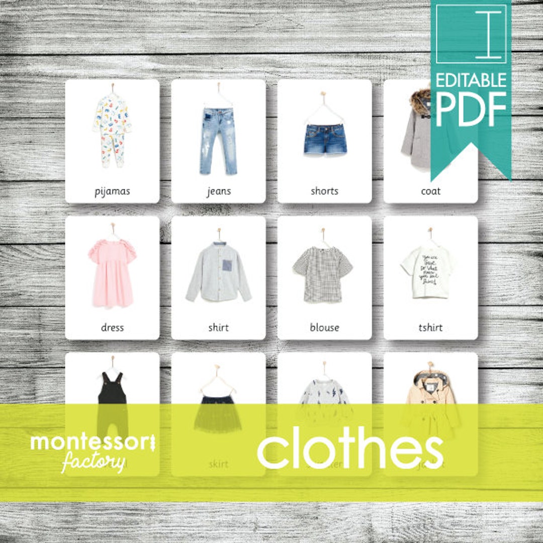 CLOTHES • Montessori Cards • Flash Cards • Three Part Cards ...