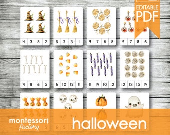 HALLOWEEN COUNTING 20 Editable Montessori Cards Flash - Etsy