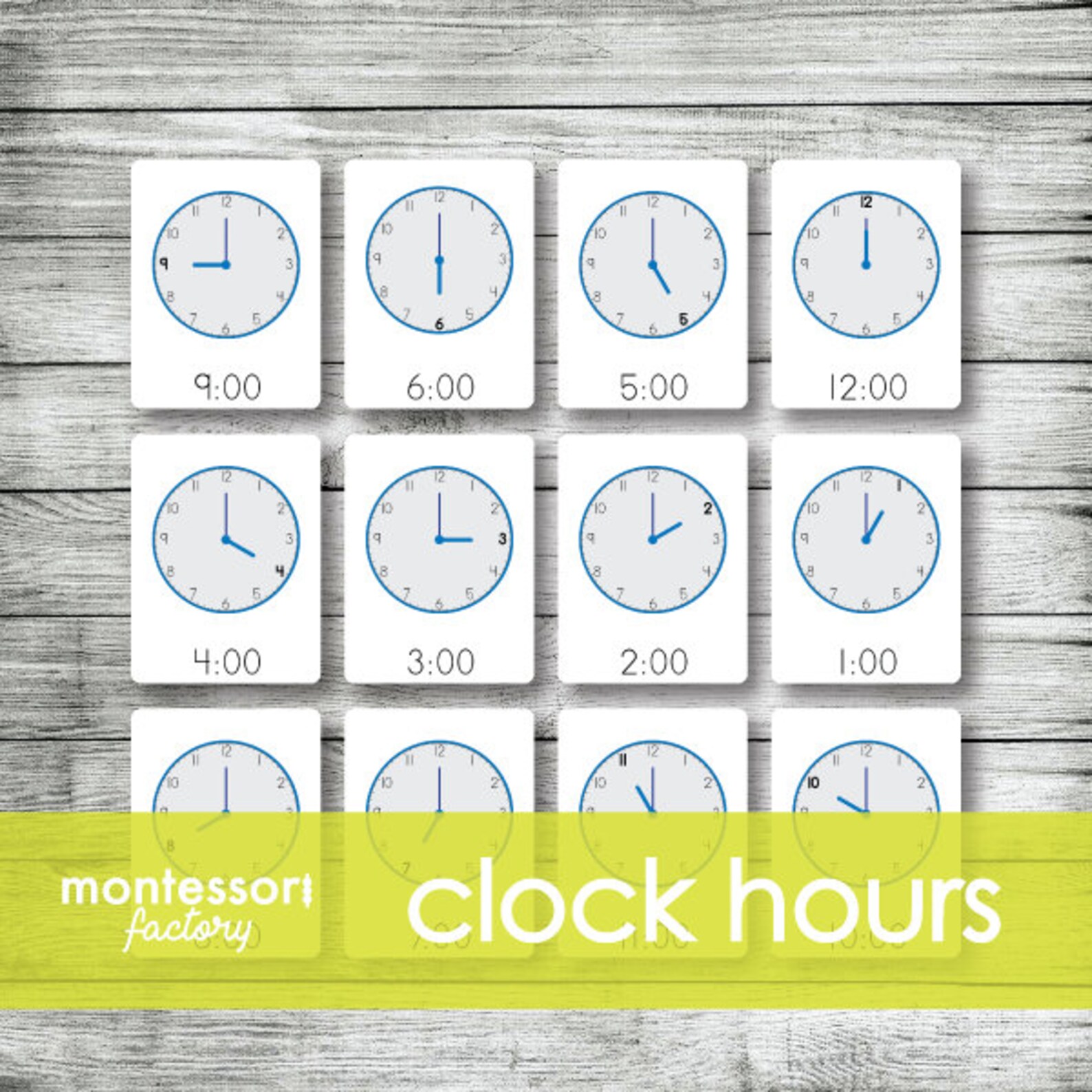 CLOCK HOURS Time Montessori Cards Flash Cards Three Part - Etsy