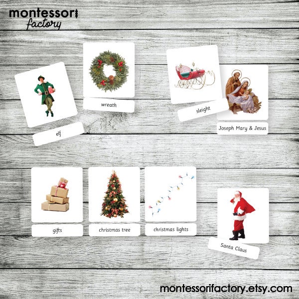 XMAS Vocabulary Montessori Nomenclature Flash 3 Parts - Etsy