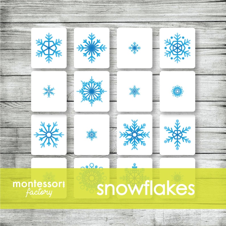 WINTER SNOWFLAKES Montessori Cards Flash Cards Sorting | Etsy