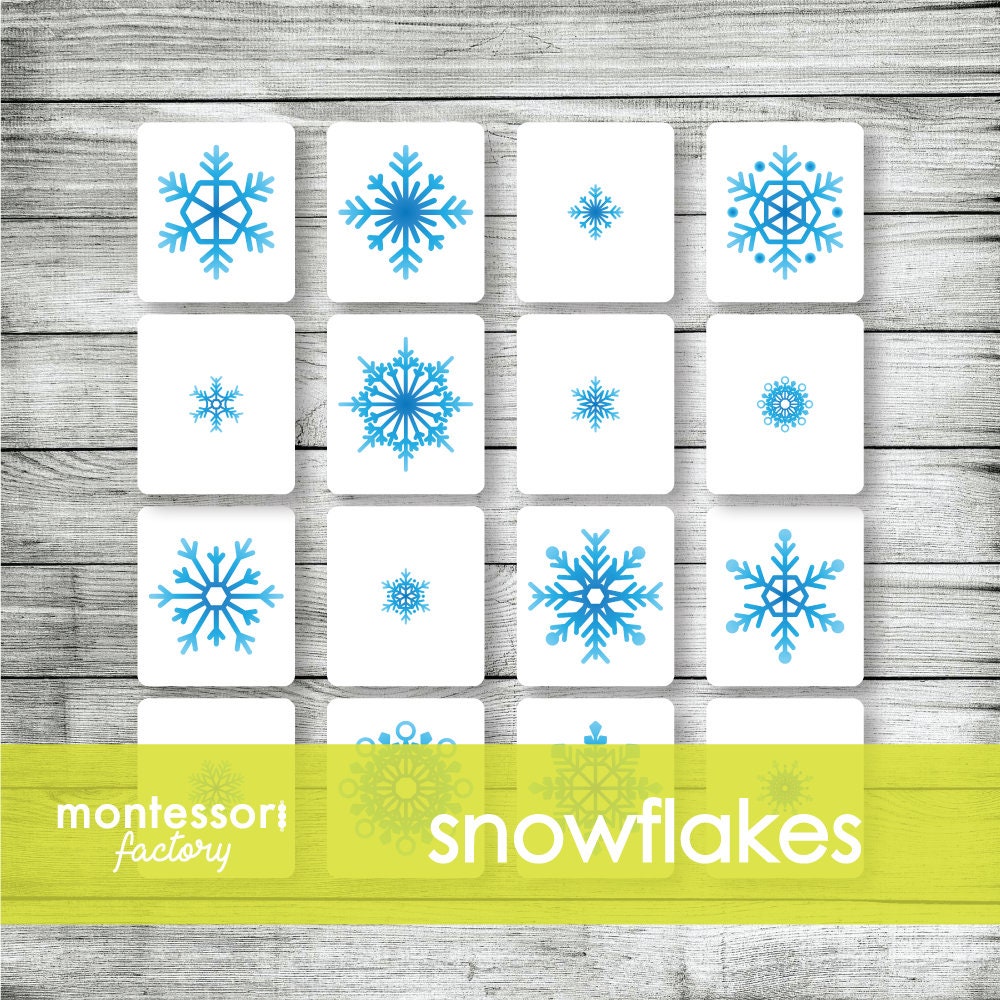 WINTER SNOWFLAKES Montessori Cards Flash Cards Sorting | Etsy