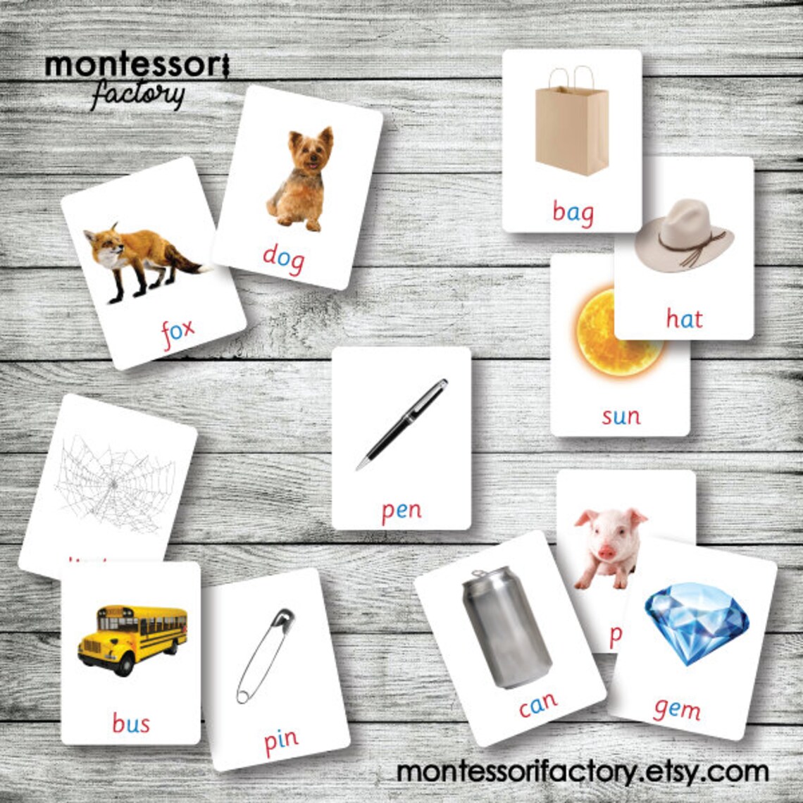 PINK SERIES Montessori Cards Flash Cards Three Part Cards - Etsy