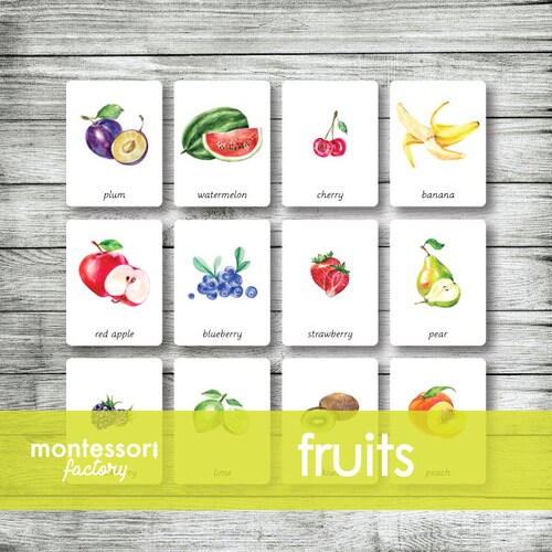 FRUITS real Pictures Montessori Cards Flash Cards | Etsy Australia