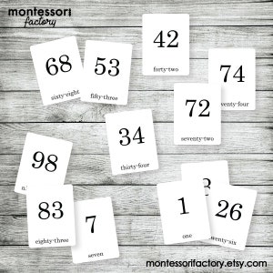 NUMBERS 1 TO 100 • Montessori Cards • Flash Cards • Three Part Cards ...