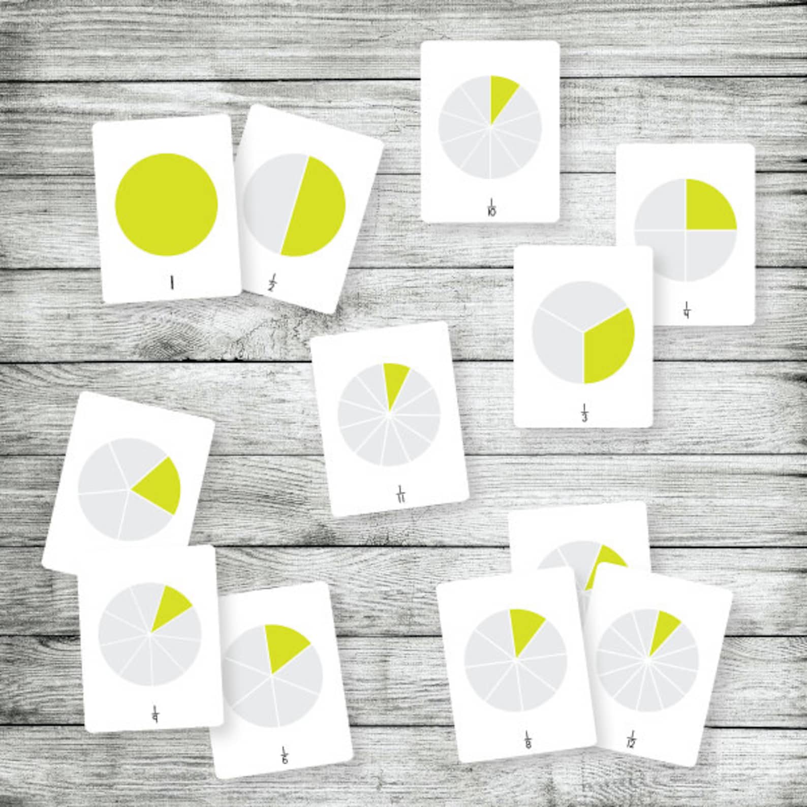 CIRCLE FRACTIONS Montessori Cards Flash Cards Three Part - Etsy