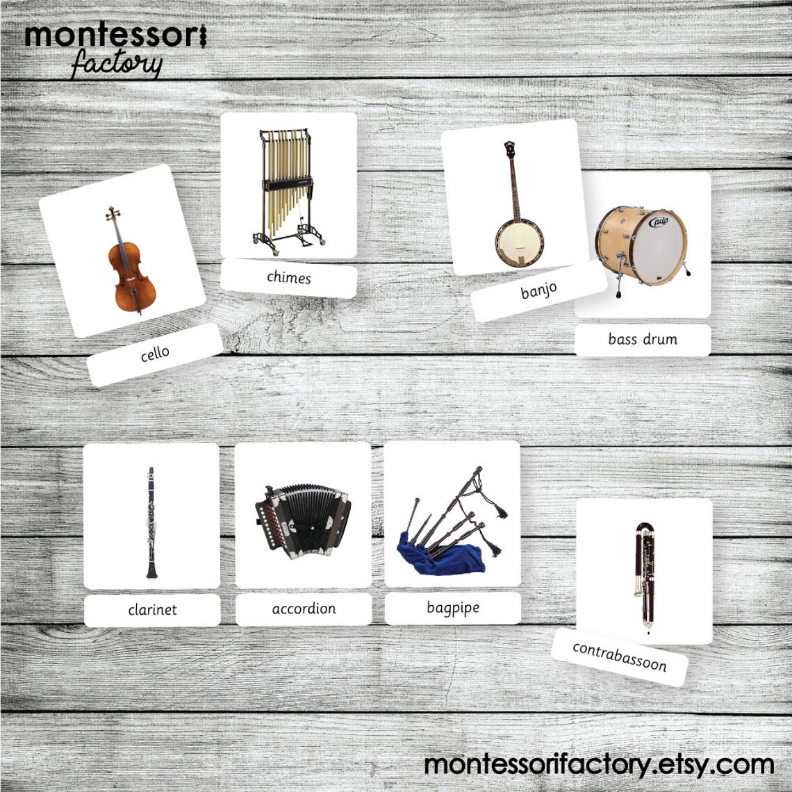 MUSICAL INSTRUMENTS Montessori Cards Flash Cards Three | Etsy
