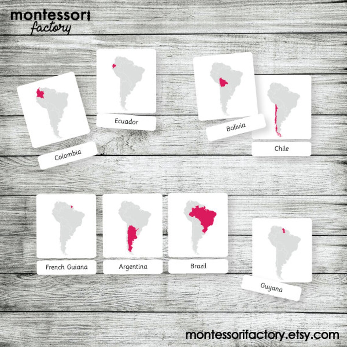 SOUTH AMERICA MAPS Montessori Cards Flash Cards Three - Etsy
