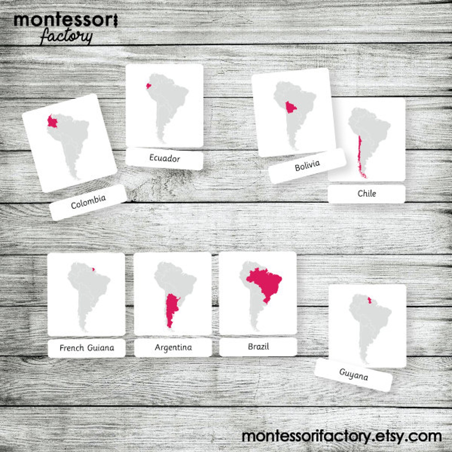 SOUTH AMERICA MAPS Montessori Cards Flash Cards Three - Etsy