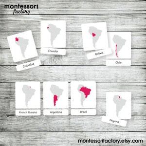 SOUTH AMERICA MAPS • Montessori Cards • Flash Cards • Three Part Cards ...