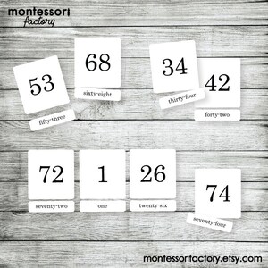 NUMBERS 1 TO 100 • Montessori Cards • Flash Cards • Three Part Cards ...