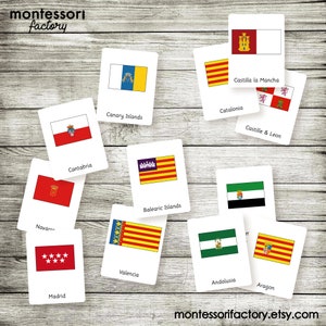 SPAIN REGIONS FLAGS • Montessori Cards • Flash Cards • Three Part Cards ...