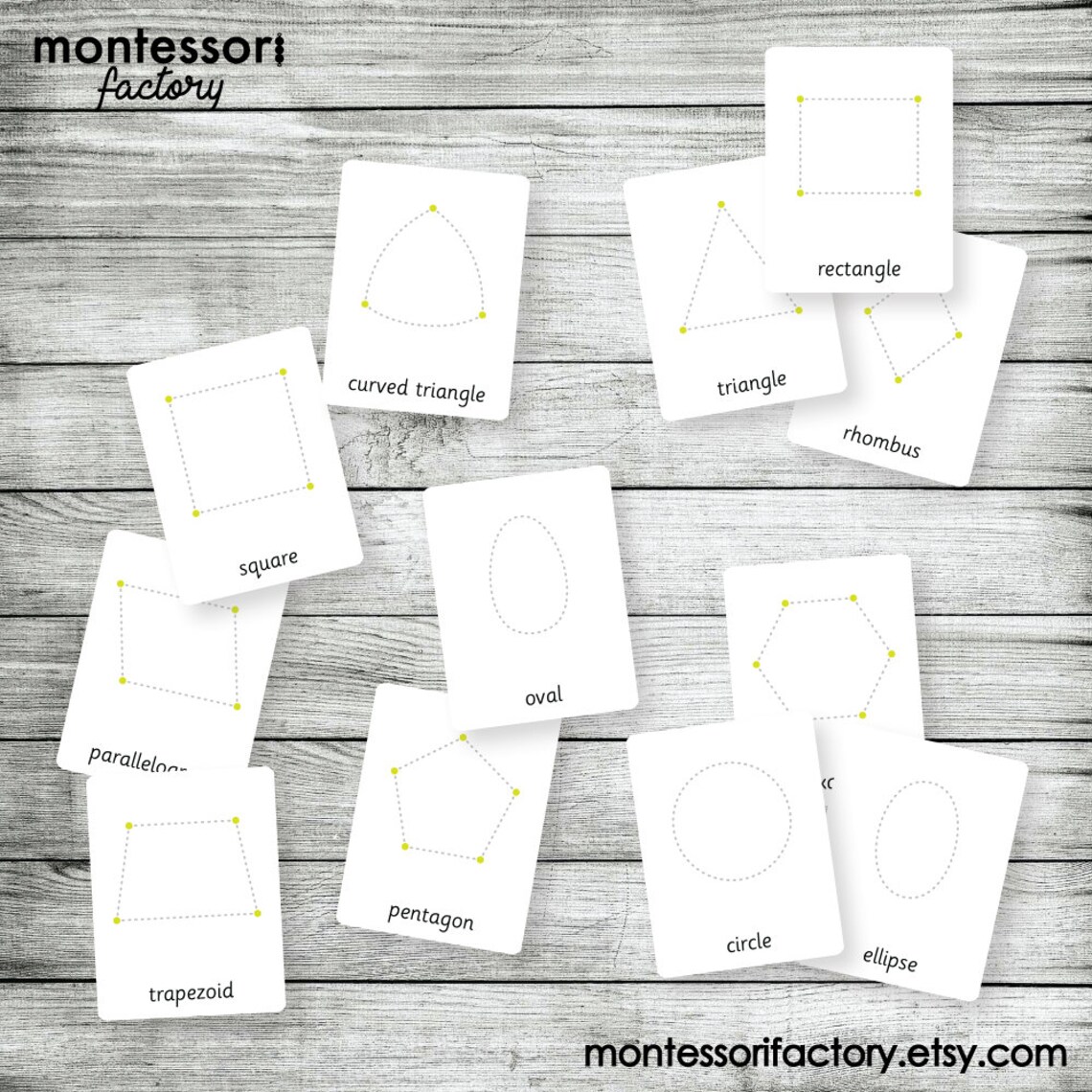 DOTTED GEOMETRIC SHAPES • Montessori Printable Cards • Flash Cards ...