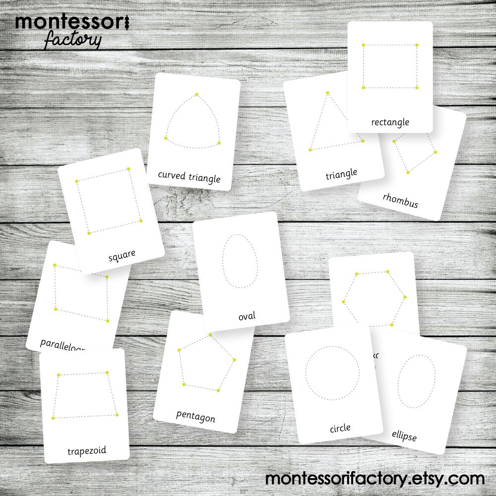 DOTTED GEOMETRIC SHAPES Montessori Printable Cards Flash - Etsy