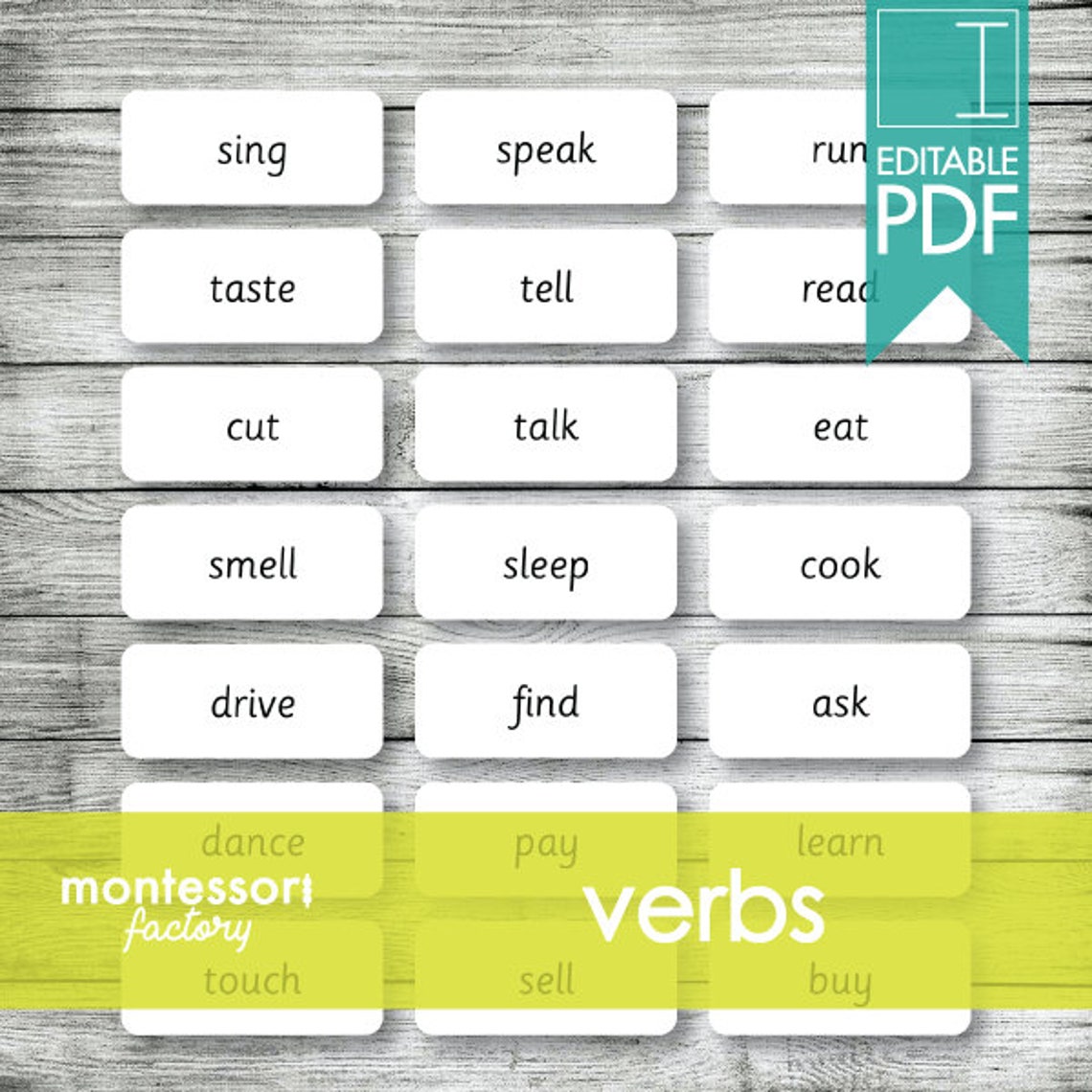 VERBS Montessori Cards Educational Material | Etsy