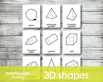 3D GEOMETRIC SHAPES Montessori Cards, Flash Cards, Three Part Cards ...