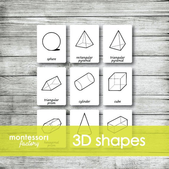 3D GEOMETRIC SHAPES Montessori Cards Flash Cards Three Part - Etsy Canada