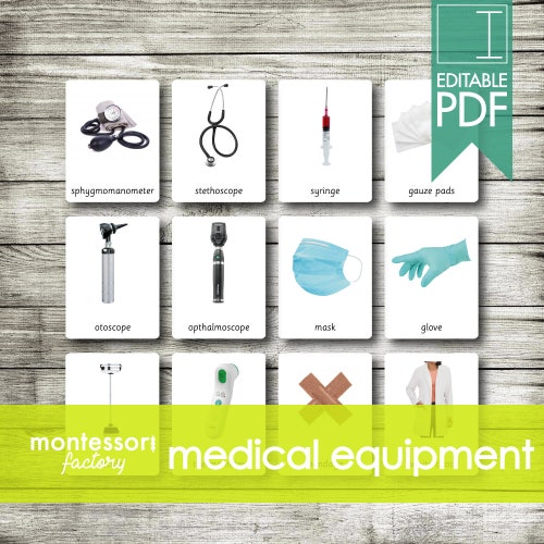 MEDICAL EQUIPMENT Instruments Montessori Cards Flash Cards - Etsy