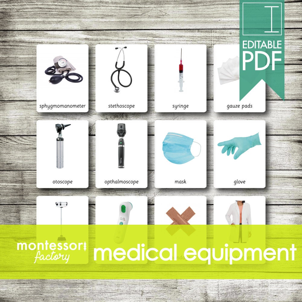 MEDICAL EQUIPMENT Instruments Montessori Cards Flash Cards - Etsy