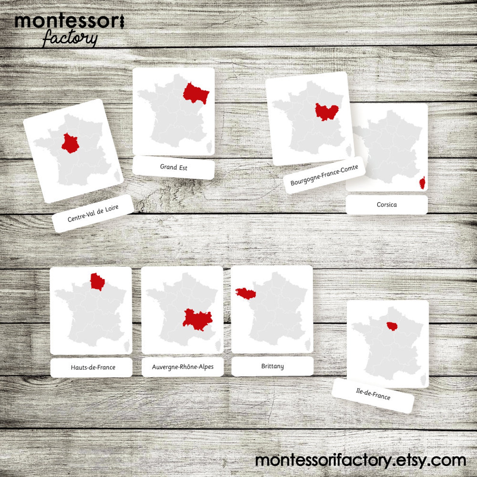 FRANCE REGIONS MAPS Montessori Cards Flash Cards Three - Etsy